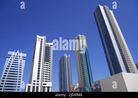 High-rise office buildings, Seef District, Kingdom of Bahrain Stock ...