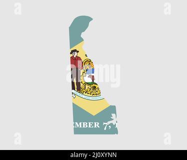 Delaware map design. Map of the US state with regions in emerald ...