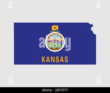 Kansas state map. US state map. Kansas outline symbol. Retro typography ...