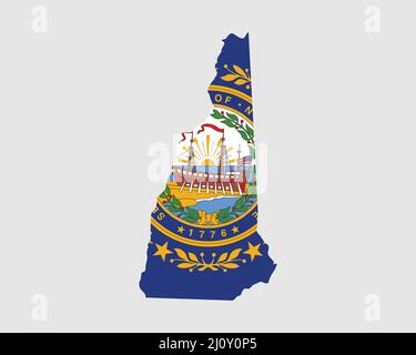 New Hampshire US state map outline dotted border. Vector illustration ...