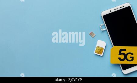 Top view smartphone with sim card Stock Photo - Alamy