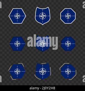 Nato flag, set of location pin icons of Nato flag. Vector illustration ...
