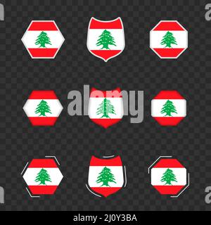 Lebanon flag, set of location pin icons of Lebanon flag. Vector ...
