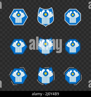 CIS flag, set of location pin icons of CIS flag. Vector illustration of ...