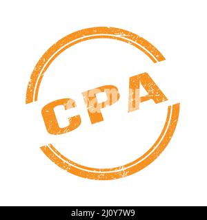 CPA text on orange grungy vintage round rubber stamp Stock Photo - Alamy