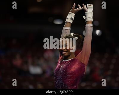 March 19, 2022: Stanford University gymnast Brenna Neault competes ...