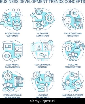 Marketing expansion linear icons set. Growth, Outreach, Expansion ...