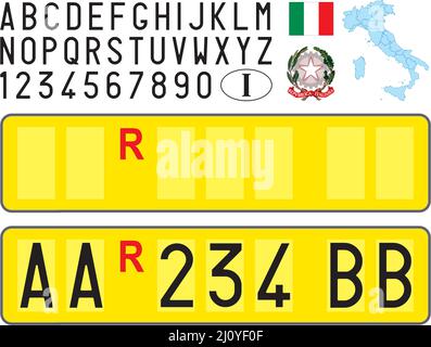 License plate Italian number. Italy licence european auto numberplate ...