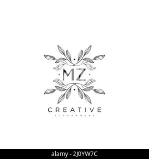 MZ Initial Letter Flower Logo Template Vector premium vector Stock ...
