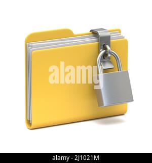 Yellow folder icon Password protection concept 3D Stock Photo - Alamy