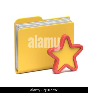 Yellow folder icon Bookmarks concept 3D Stock Photo - Alamy