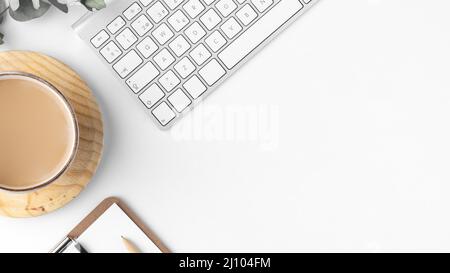 flat lay desk assortment with copy space 1 Stock Photo - Alamy