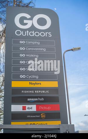 Go Outdoors outdoor sign, UK Stock Photo - Alamy