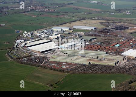 Aerial view of RAF Topcliffe North Yorkshire from the cockpit of a ...