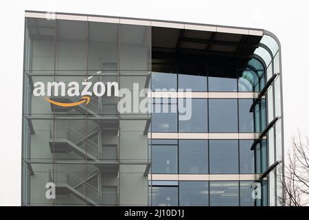 German HQ of Amazon seen in the Parstadt Schwabing in Munich, Germany ...