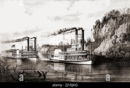 Steamboats on the Mississippi River Stock Photo - Alamy