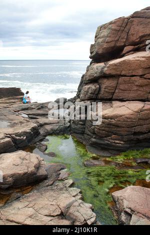 Beautiful shot of the Acadia shoreline under the cloudy skies Stock ...
