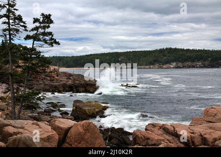 Beautiful shot of the Acadia shoreline under the cloudy skies Stock ...