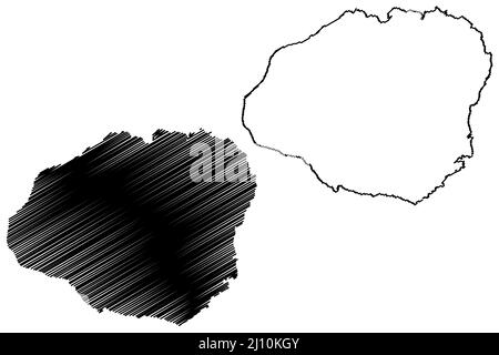Kauai island map of Hawaii. Simple outline. Vector hand drawn simplified style map Stock Vector ...