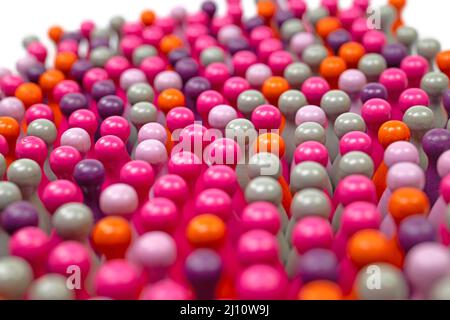 Lots of colorful wooden cones in a close-up Stock Photo - Alamy