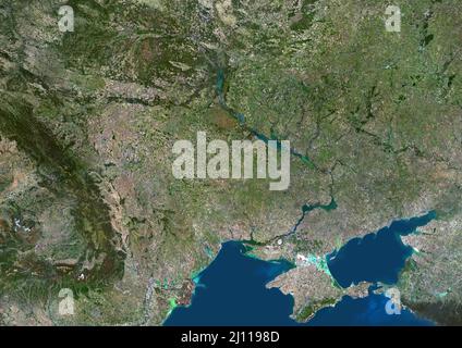 Color satellite image of Ukraine and neighbouring countries Stock Photo ...