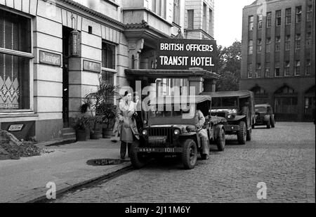 Hotel Danziger hof with allied soldiers Stock Photo - Alamy