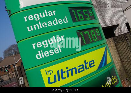 BP Fuel Station Sign and Price board Stock Photo - Alamy