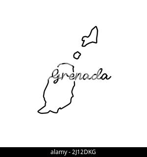 Grenada Map. Grenadian Country Map. Black and White National Nation ...