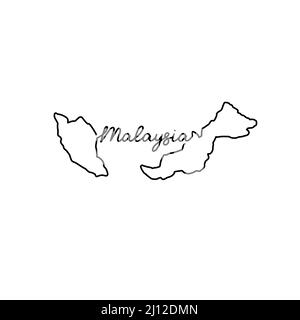 Malaysia Map. Malaysian Country Map. Black and White National Nation ...