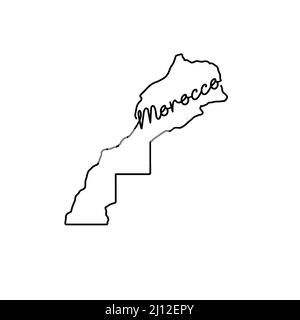 Morocco Map. Moroccan Country Map. Black and White National Nation ...