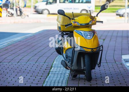 Close Up of Motorcycle Superbike Yellow Shock Absorber and Spring of ...