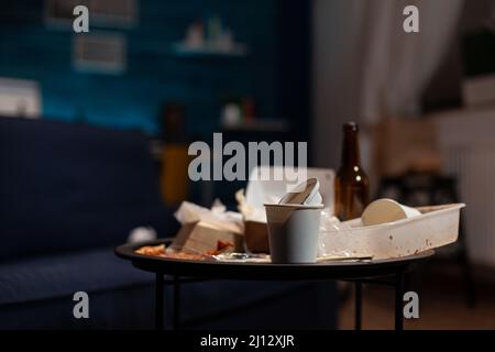 Empty unorganized space with dirty trash and stinky rubbish, messy ...