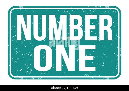 NUMBER 1, words written on blue rectangle stamp sign Stock Photo - Alamy