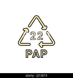 Paper recycling symbol PAP 22 cardboard, vector illustration Stock ...