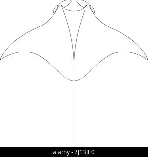Manta ray illustration drawn by one line. Minimalist style vector ...