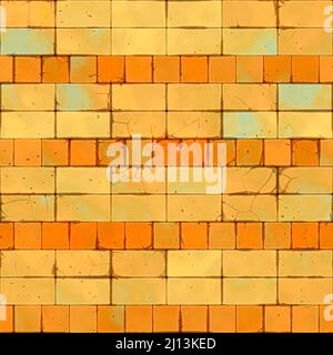 Cartoon seamless stone pavement tiles pattern, brick wall texture ...