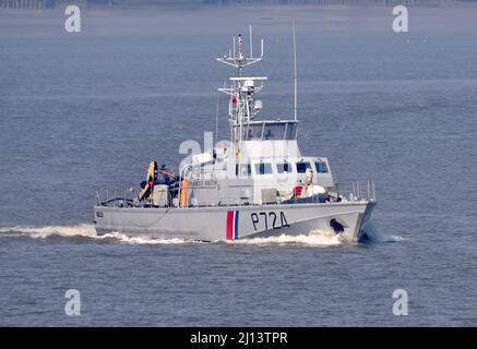 21/03/2022 River Thames Tilbury UK. Au revoir FS Athos! After staying ...