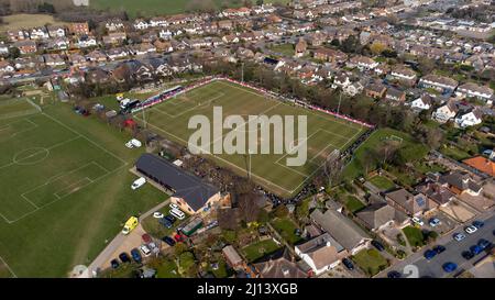An aerial view of the Goldstar Ground in Felixstowe, Suffolk, UK Stock ...