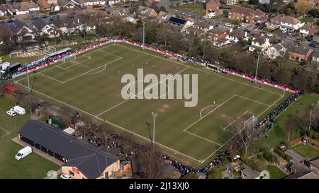 An aerial view of the Goldstar Ground in Felixstowe, Suffolk, UK Stock ...