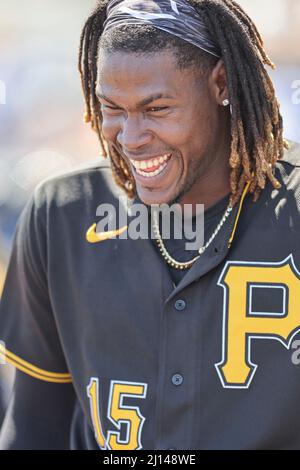 Pittsburgh Pirates' Oneil Cruz (15) celebrates his three-run home run ...