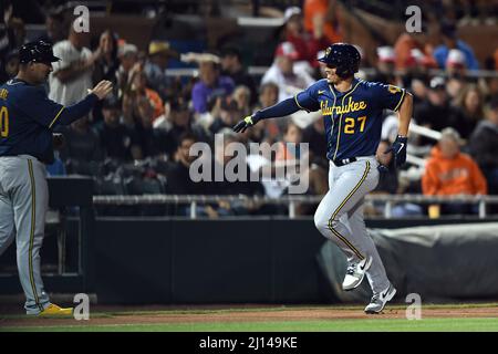 San Francisco Giants shortstop Willy Adames warms up prior to a spring ...