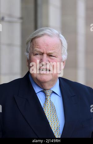 Colonel Bob Stewart DSO MP outside Portcullis House, Westminster ...