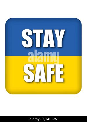 slogan Stay Safe on Ukrainian flag painted on brick wall Stock Photo ...