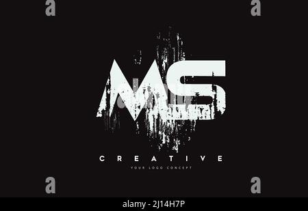 MS Brush Stroke Letter Logo Design. Black Paint Logo Leters Icon with ...