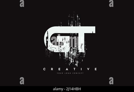 GT G T Brush Logo Letters Design with Red and Black Colors and Brush ...