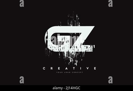 GZ Letter Design with Brush Stroke and Modern 3D Look Vector ...