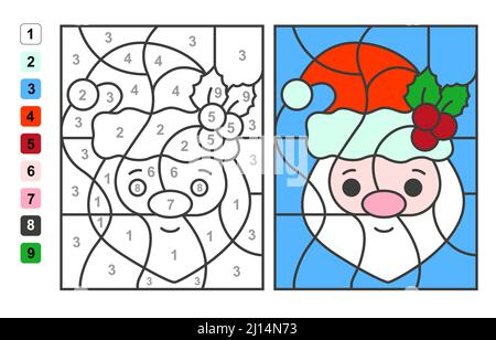 Merry Christmas. Color by numbers. Puzzle game for children education ...