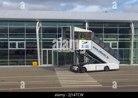 Sorvagur, Faroe Islands - 07 May 2018: View of the Vagar airport apron ...