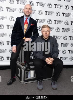 Tom Allen and Rob Beckett pose backstage during the Teenage Cancer ...