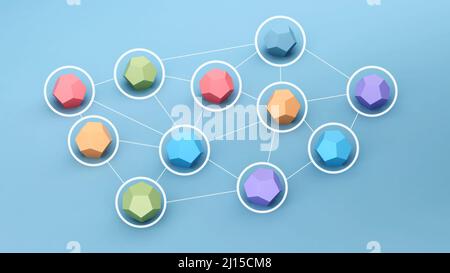 A 3d render of many of online connected users on a tablet in a hand ...